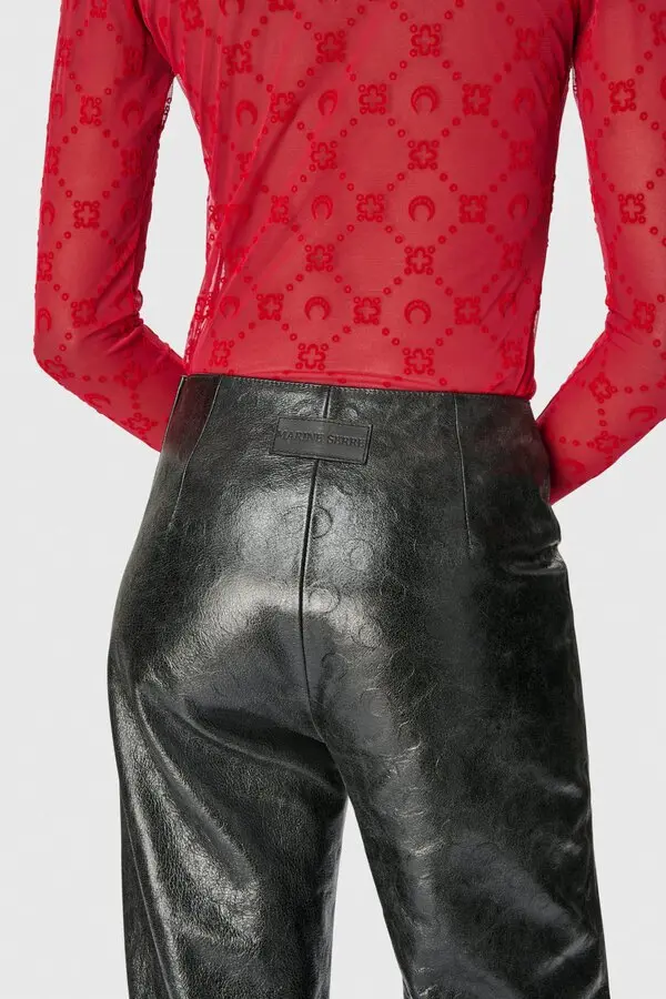 MARINE SERRE Second Skin Semi-sheer Top With Bee Swarm Print - Red