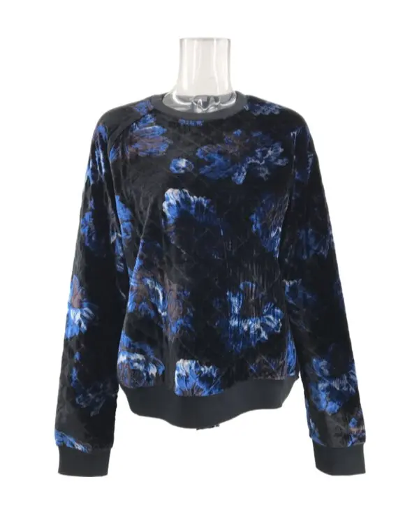Sportmax Long-sleeved Quilted Floral Velvet Pullover Hoodie