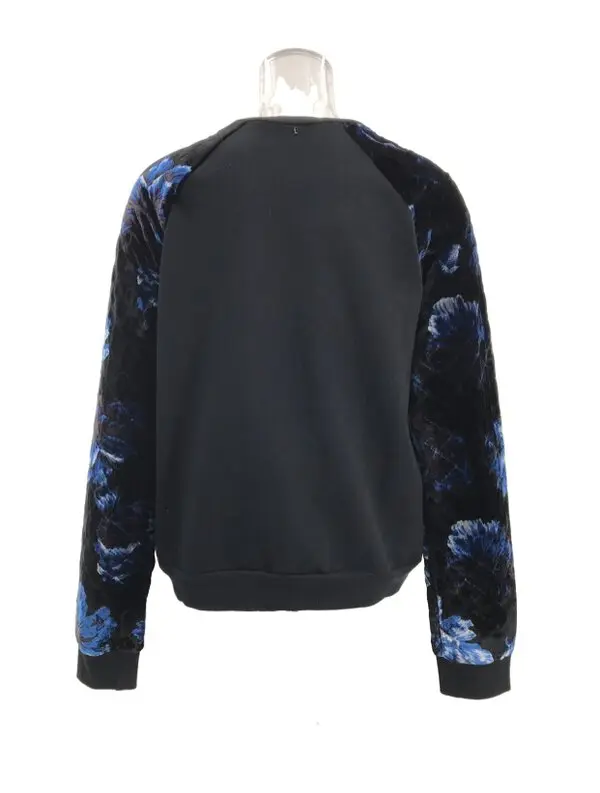 Sportmax Long-sleeved Quilted Floral Velvet Pullover Hoodie