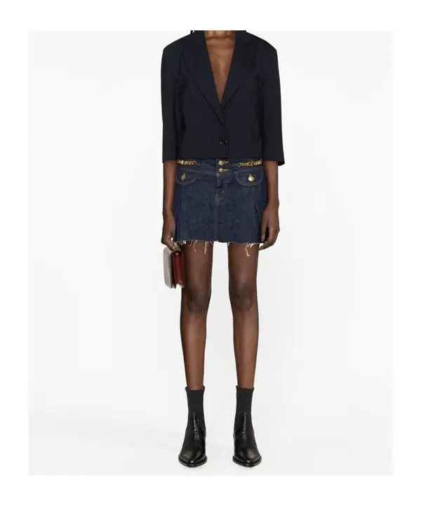 Celine Chain Detail Denim Mini Skirt
