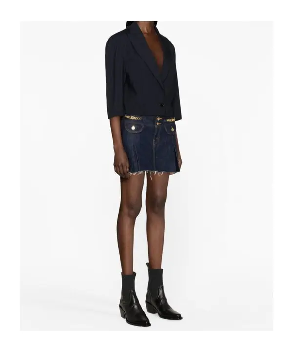 Celine Chain Detail Denim Mini Skirt