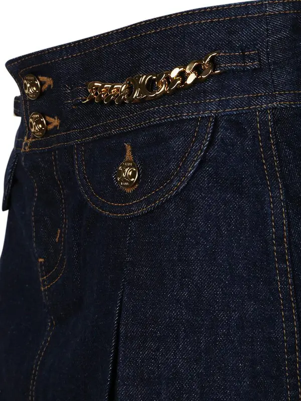 Celine Chain Detail Denim Mini Skirt