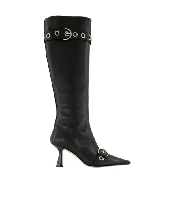 AeydĒ Pointed-toe Knee-high Buckled Boots
