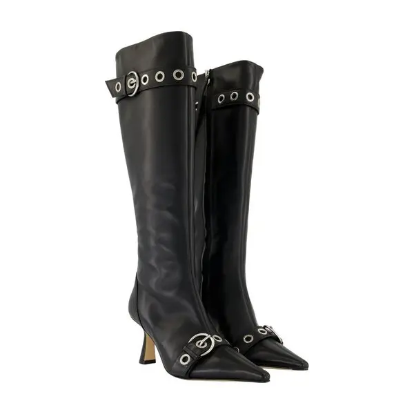 AeydĒ Pointed-toe Knee-high Buckled Boots