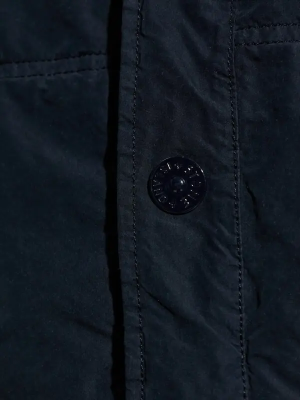 Stone Island Logo Patch Buttoned Jacket - Blue