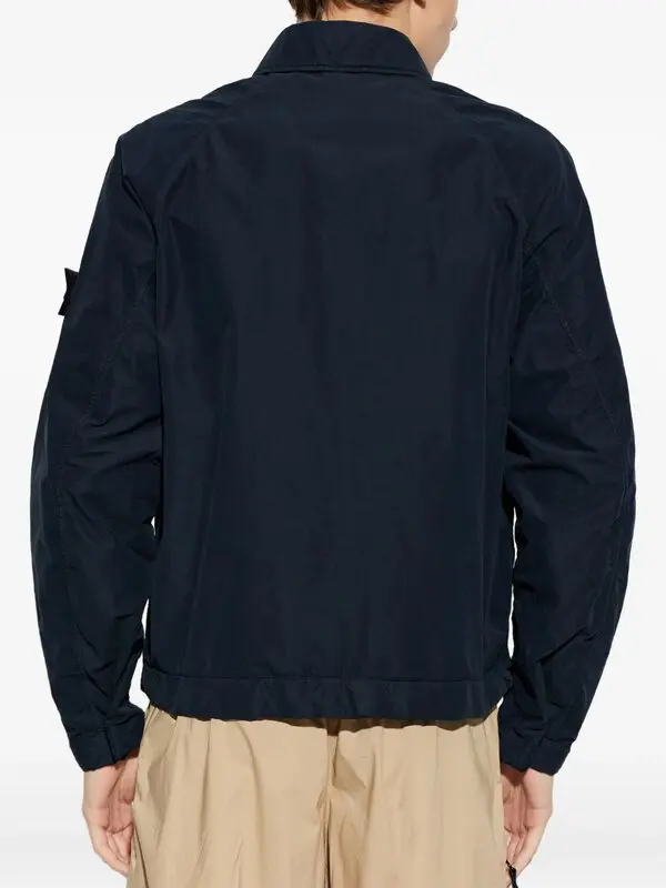 Stone Island Logo Patch Buttoned Jacket - Blue