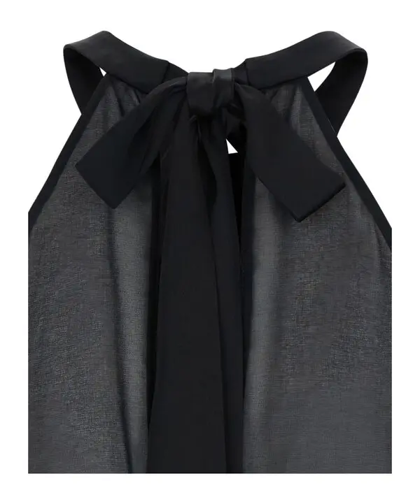 Pinko Satin Georgette Blouse With Back Neck Bow Detail