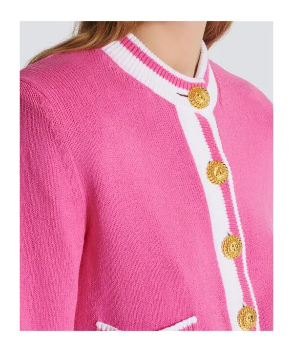 Balmain Signature Knit Cardigan With Gold Buttons