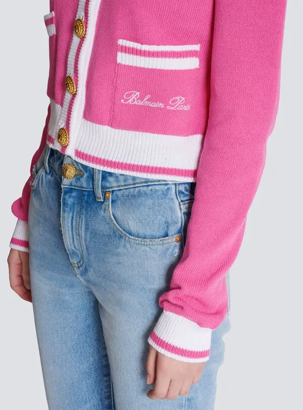 Balmain Signature Knit Cardigan With Gold Buttons