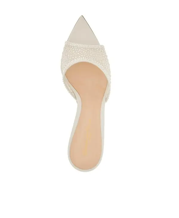 GIANVITO ROSSI Rania Crystal Embellished Pointed Toe Mules - White