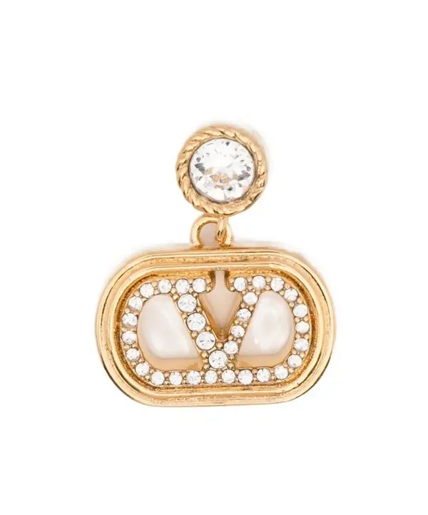 Valentino Garavani V-logo Embellished Oval Earrings - Yellow