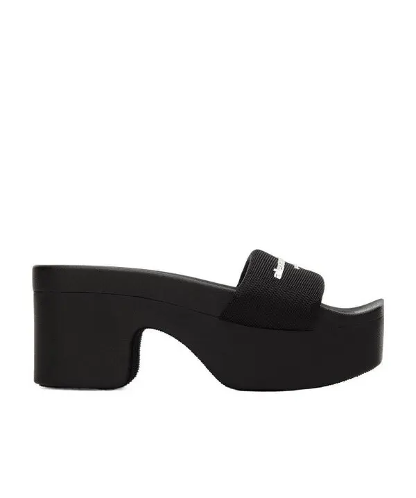 Alexander Wang Logo Printed Platform Sandals - Black