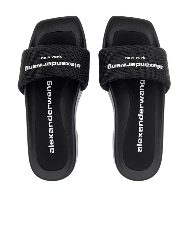 Alexander Wang Logo Printed Platform Sandals - Black