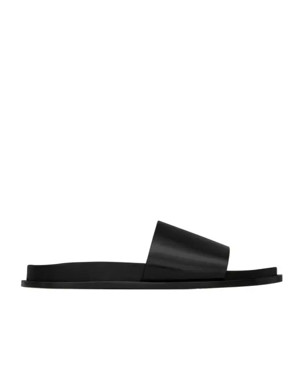 Saint Laurent Glazed Leather Slides