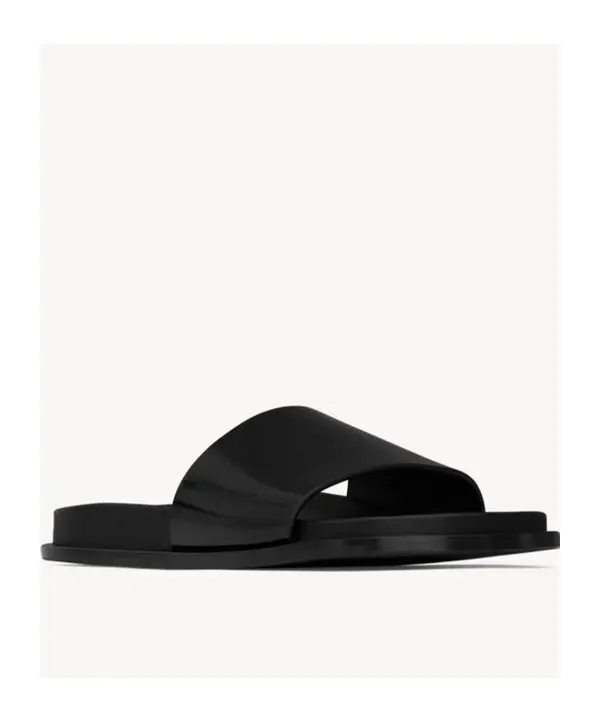 Saint Laurent Glazed Leather Slides