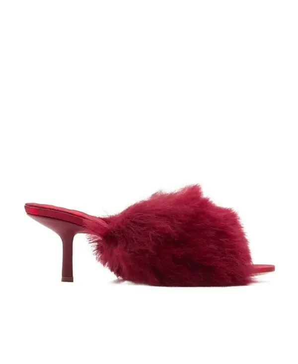 Burberry Open-toe Shearling Sandals - Red