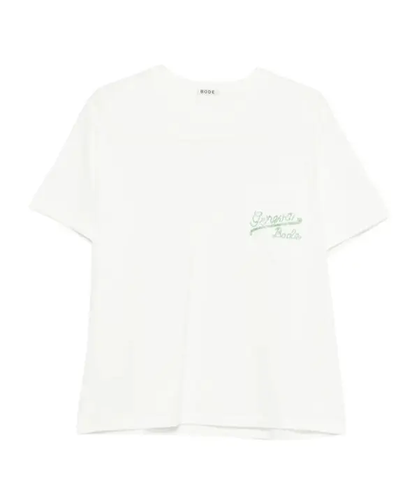 BODE Geneva Logo Beaded Crewneck T-shirt - Cream