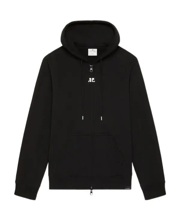 COURREGES Full Zip Hooded Sweatshirt With Ac Logo