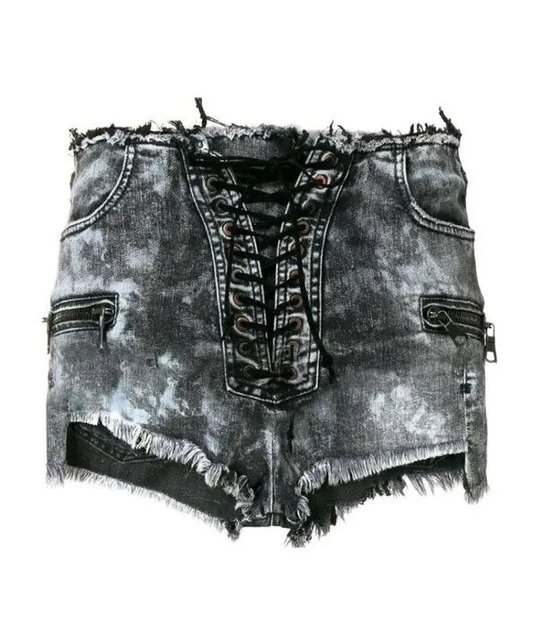 BEN TAVERNITI UNRAVEL PROJECT Denim Shorts With Lace-up Detail