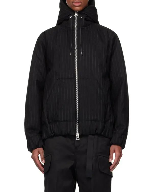 Sacai Zip-up Pinstriped Hooded Jacket