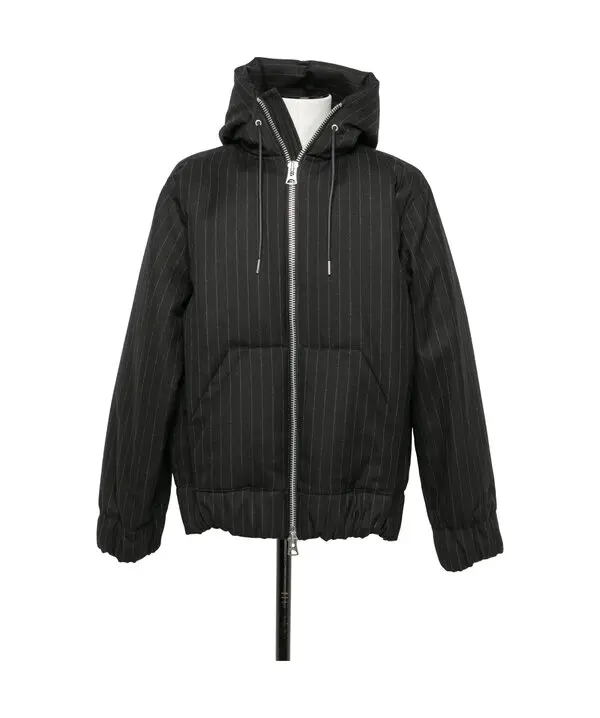 Sacai Zip-up Pinstriped Hooded Jacket