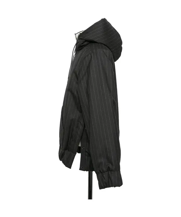 Sacai Zip-up Pinstriped Hooded Jacket