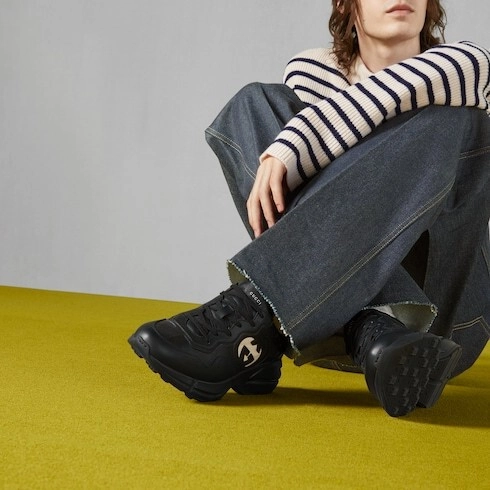 Gucci Interlocking G Rhyton Sneakers - Black
