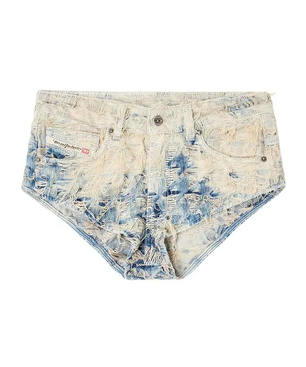 DIESEL® De-jizz-fsh1 Shorts In Houndstooth-weave Denim - Light Blue