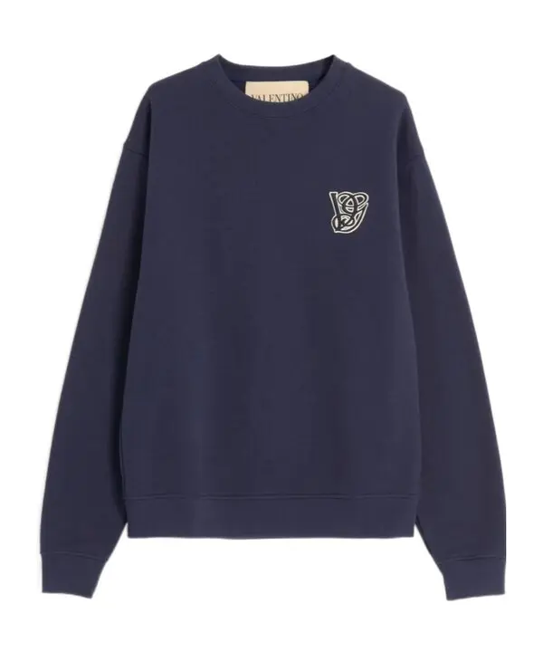 Valentino Garavani Cotton Sweatshirt With Embroidered Patch - Black