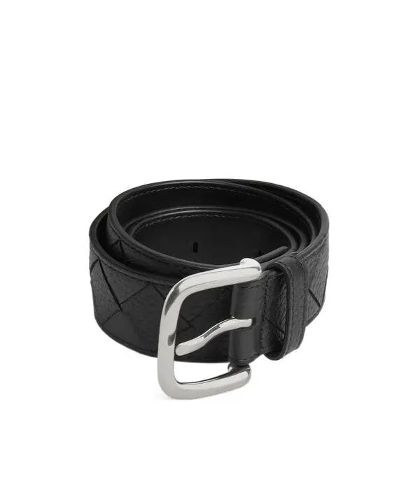 Bottega Veneta Intrecciato Taurillon Belt - Black