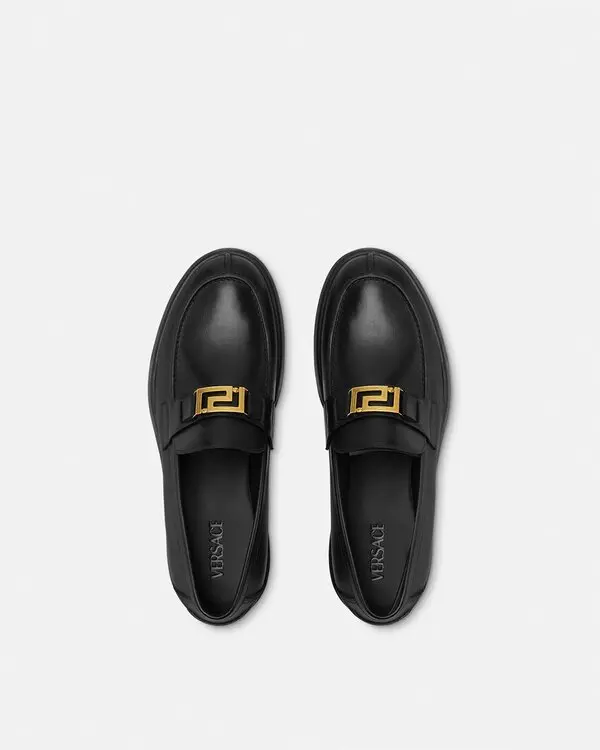 Versace Logo-engraved Leather Loafers