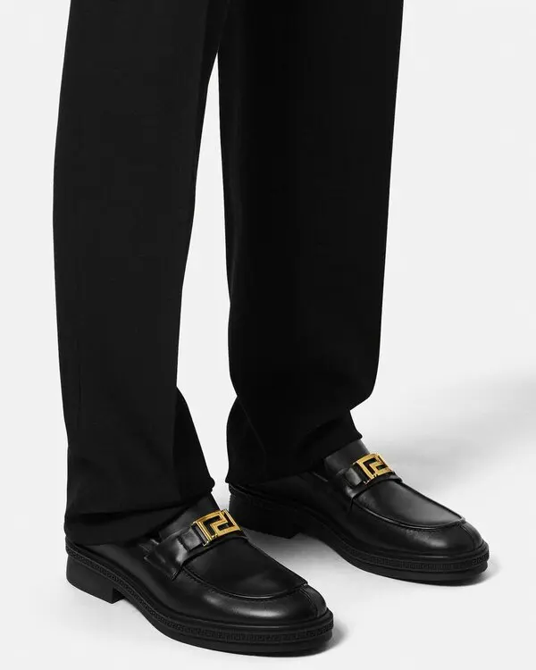 Versace Logo-engraved Leather Loafers