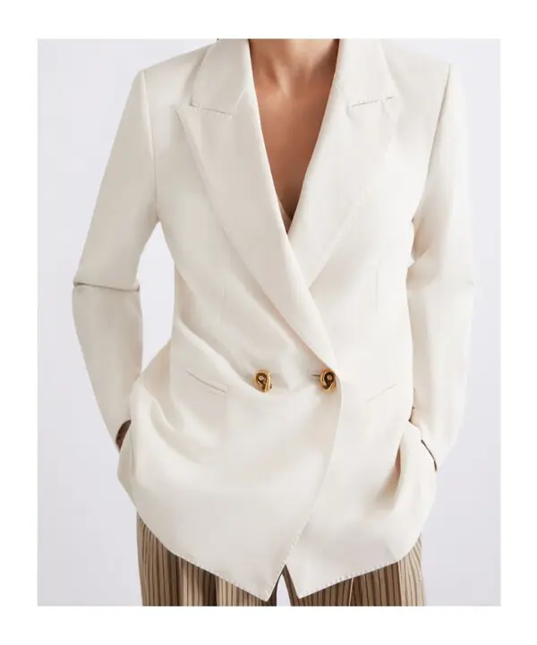 Marella Double-breasted Stretch Canvas Blazer