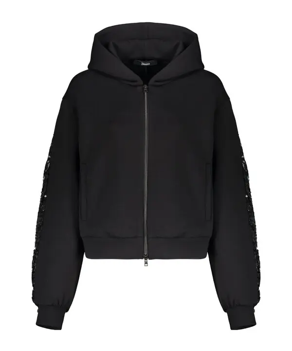 Herno Zip Sequin-sleeve Hoodie