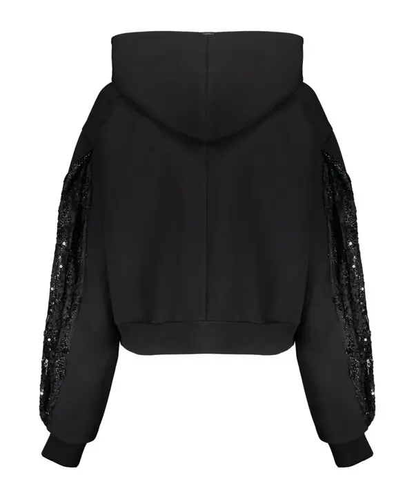 Herno Zip Sequin-sleeve Hoodie