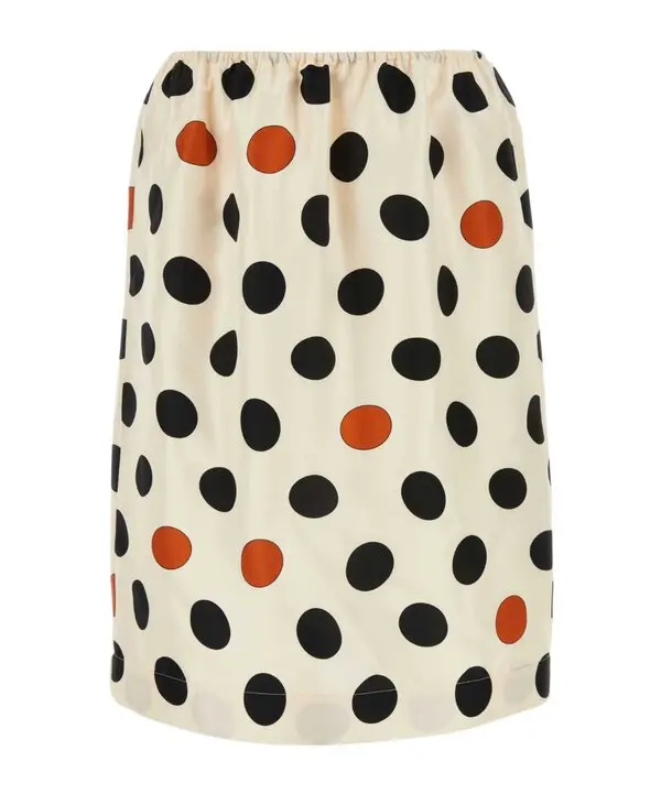 Bottega Veneta Polka Dot Printed Skirt With Rear Slit - White