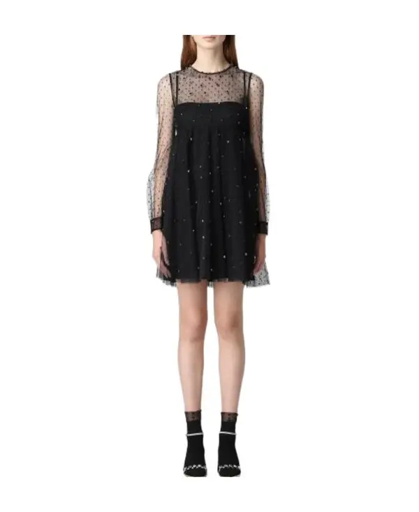 Red Valentino Sheer Embellished Mini Dress