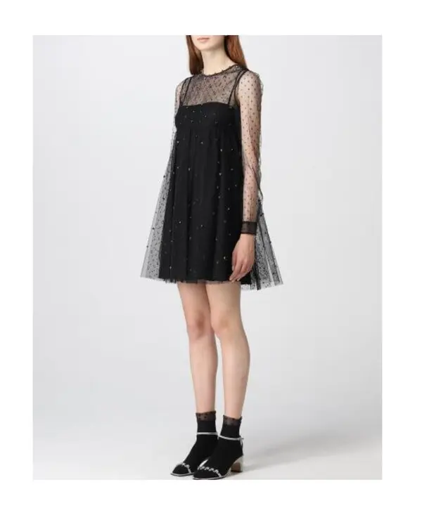 Red Valentino Sheer Embellished Mini Dress