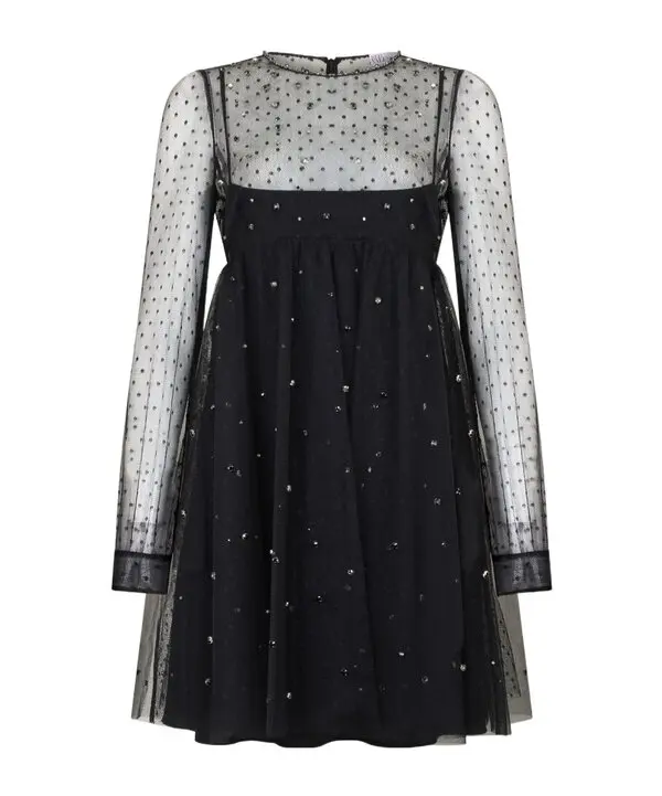 Red Valentino Sheer Embellished Mini Dress - No