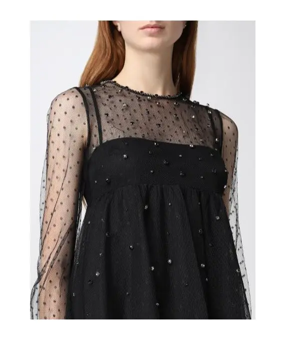 Red Valentino Sheer Embellished Mini Dress