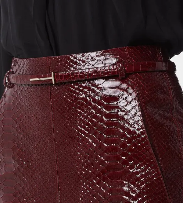 TOM FORD Slim T Belt With Embossed Design - Red