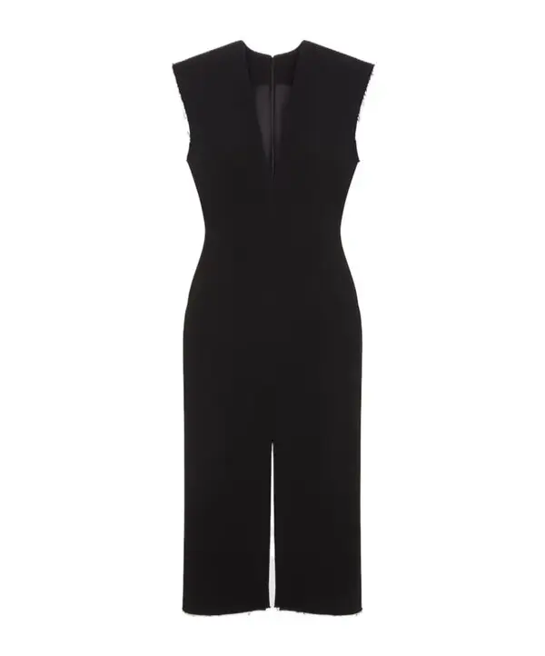 Givenchy V-neck Pencil Midi Dress - Black