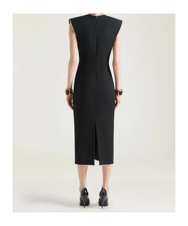 Givenchy V-neck Pencil Midi Dress - Black
