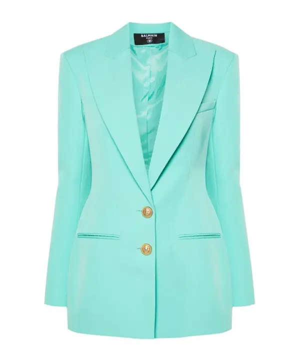 Balmain Double-breasted Peak Lapel Jacket With Carved Buttons