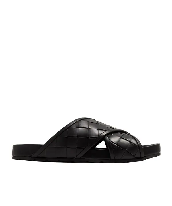 Bottega Veneta Cross-over Leather Sandals - Black