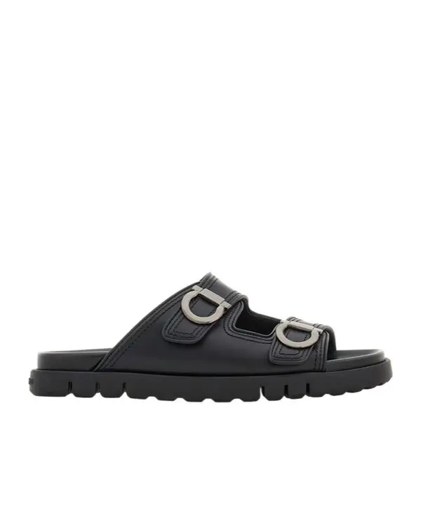 FERRAGAMO Gancini Double Strap Slides