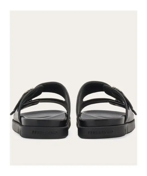 FERRAGAMO Gancini Double Strap Slides