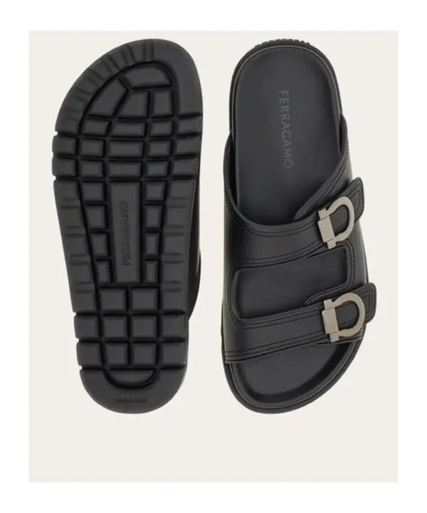 FERRAGAMO Gancini Double Strap Slides
