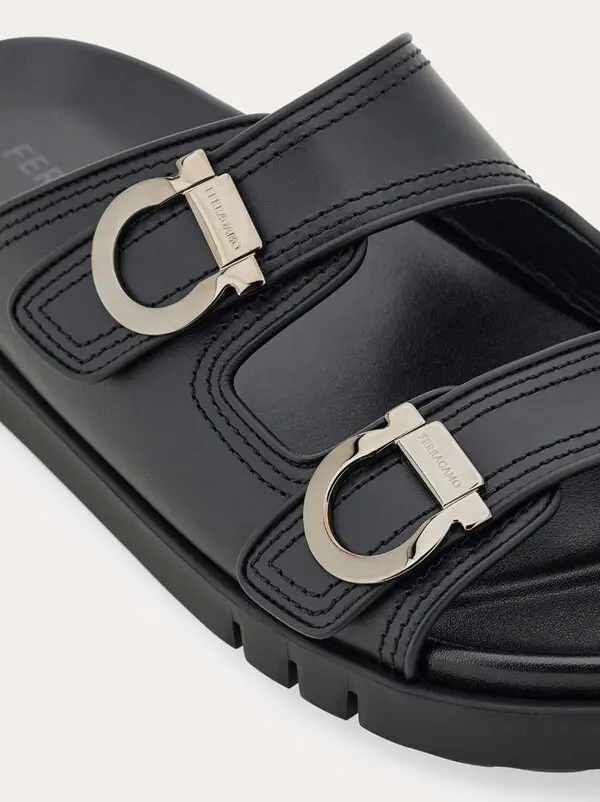 FERRAGAMO Gancini Double Strap Slides