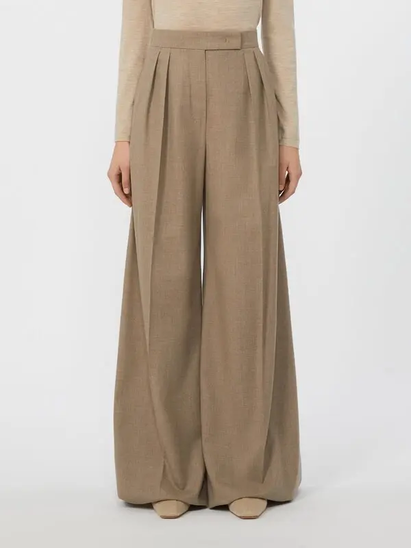 Max Mara Pleated Wide-leg Trousers - Brown